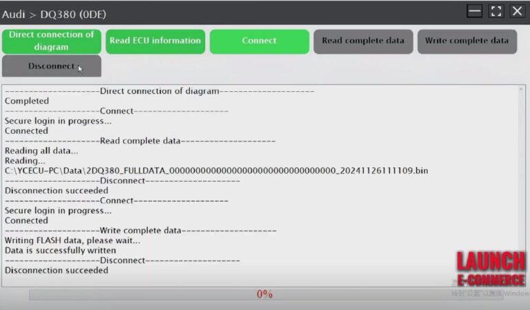 Audi DQ380 Cloned by Launch X431 ECU Programmer and X431 X-Prog3 with PC Adapter - Launchx431.fr ...